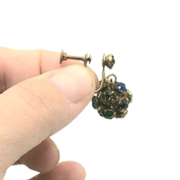 rhinestone screwback earrings | Jewelry | 93s Round Colorful Sphere ...